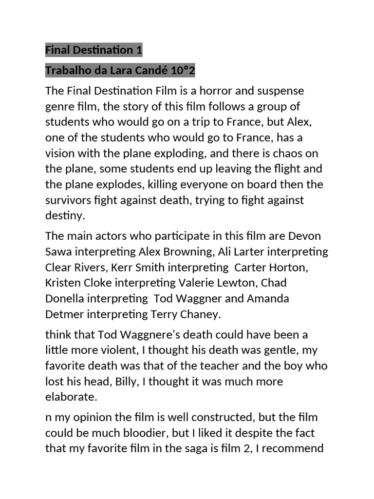 Final Destination | PDF
