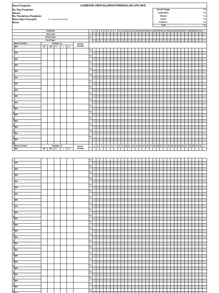 Form Logbook 2024 Besar | PDF