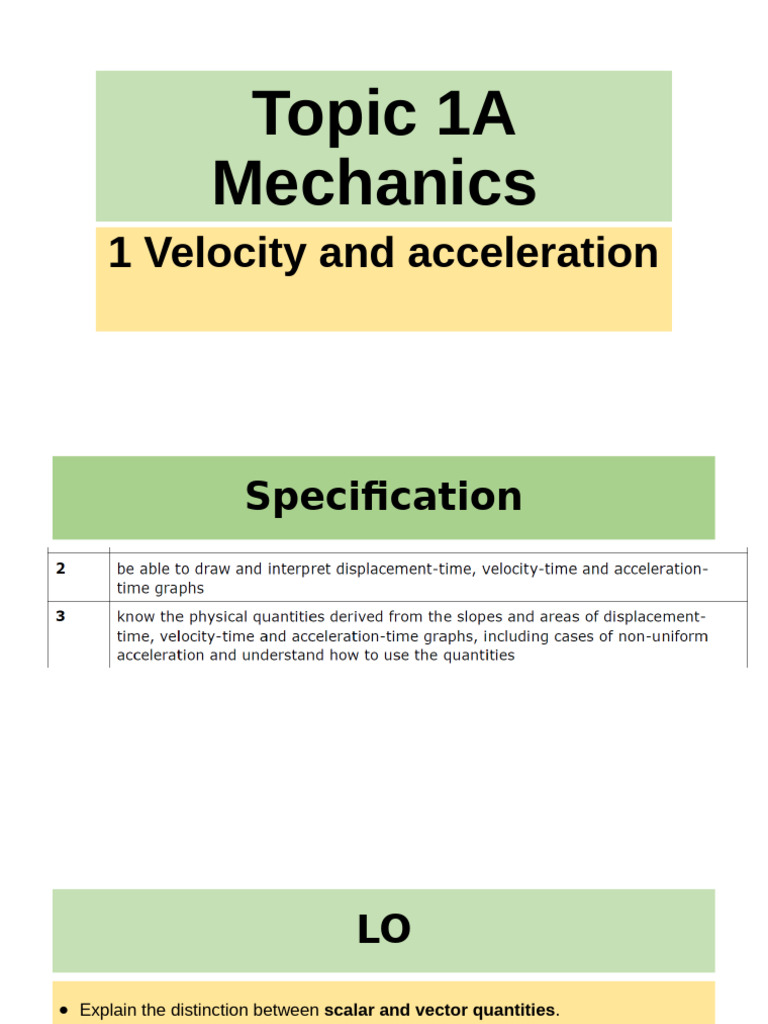 1A 1 Velocity and Acceleration | PDF