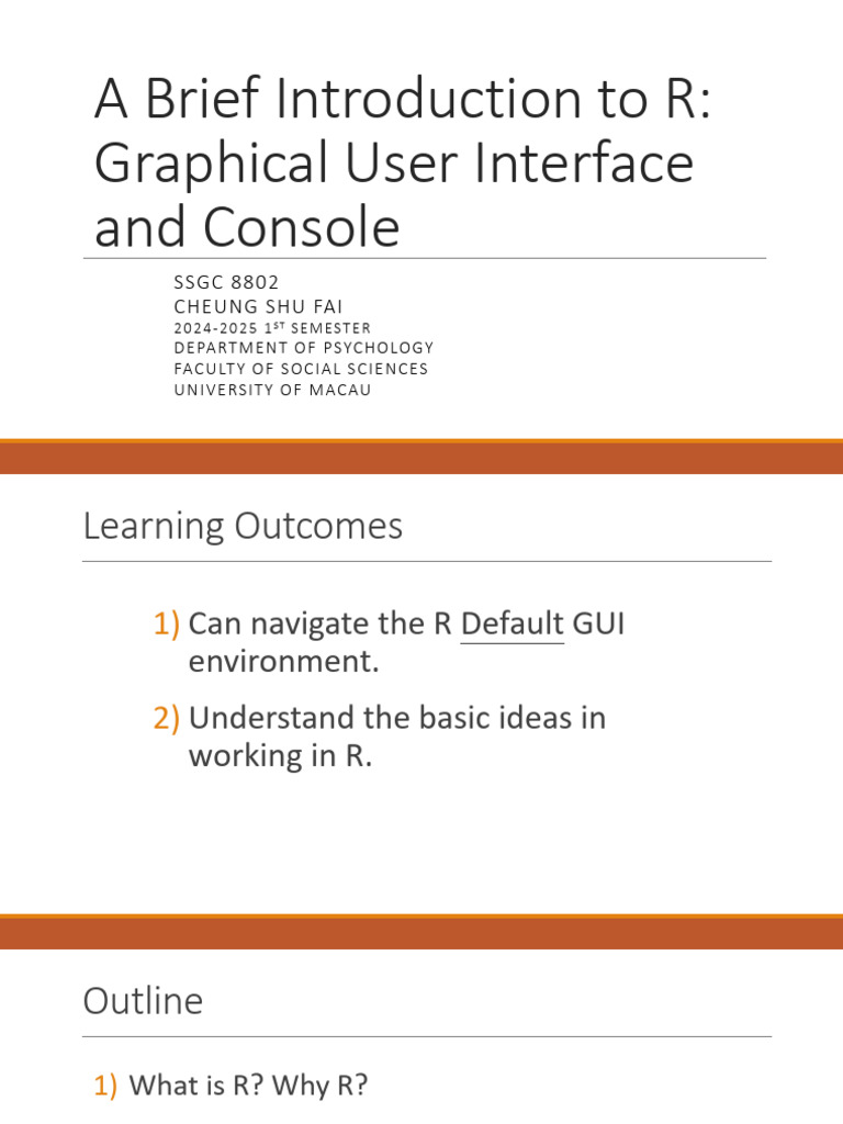 SSGC 8802 A Brief Introduction to R - GUI | PDF