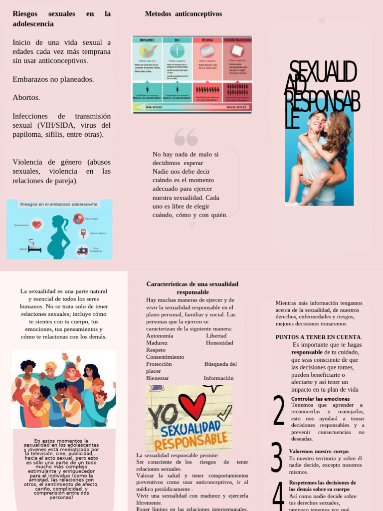 Triptico Sexualidad Responsable | PDF | La sexualidad humana | Relaciones personales, crianza y ...