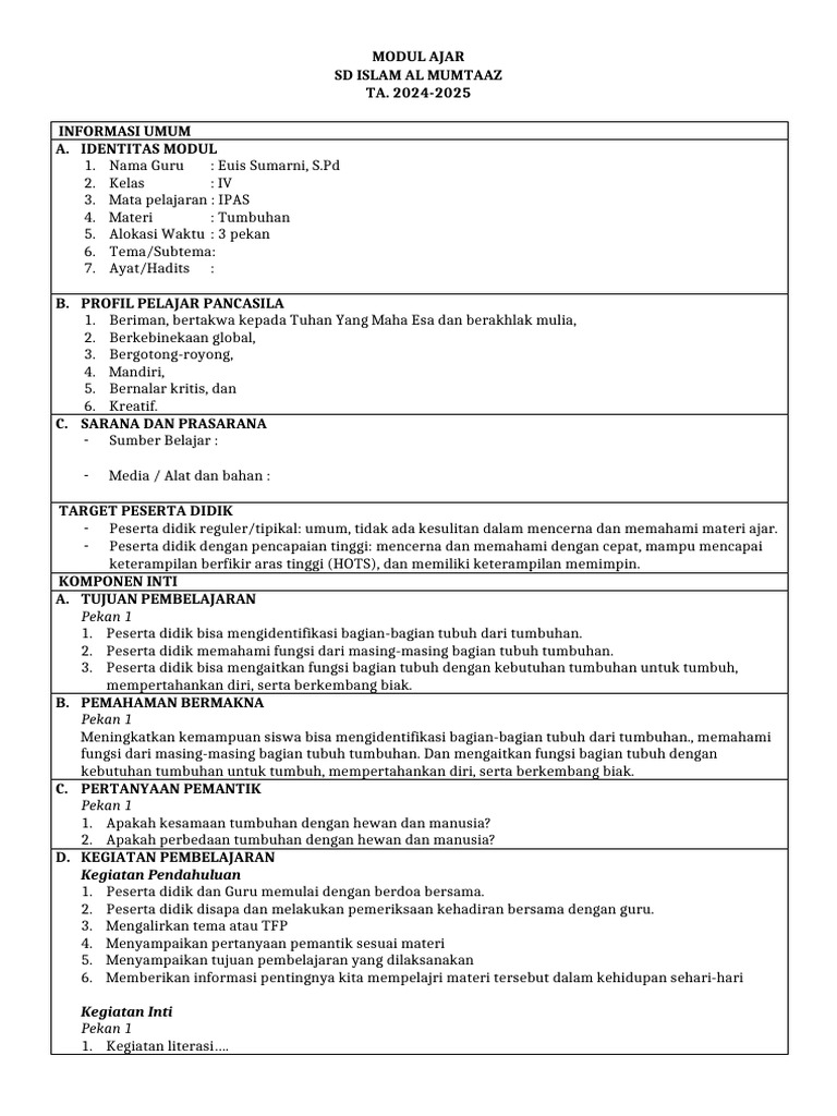Format Modul AJar-1 | PDF
