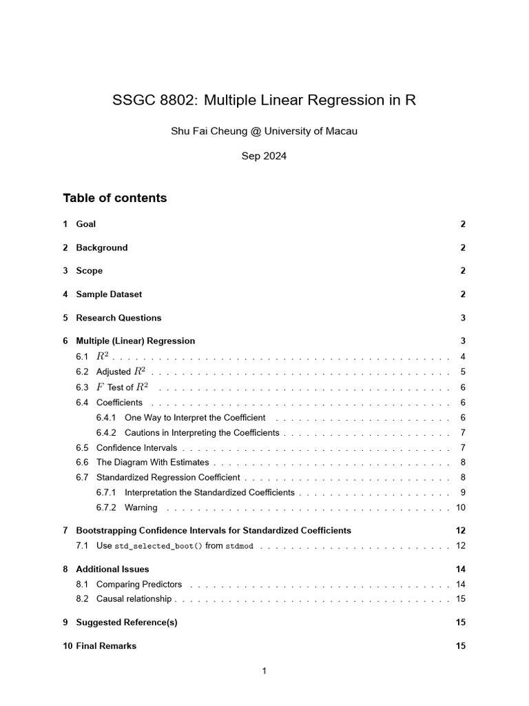 SSGC 8802 R Multiple Regression | PDF