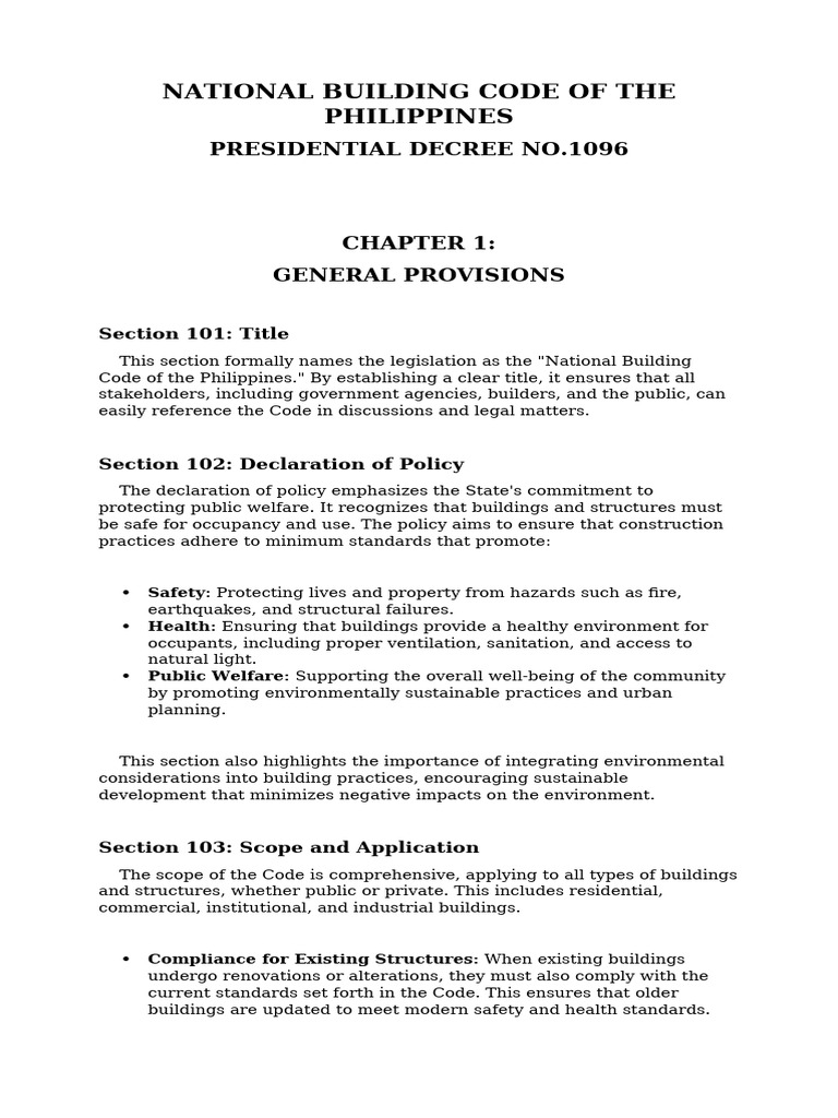 National Building Code of The Philippines: Presidential Decree No.1096 ...