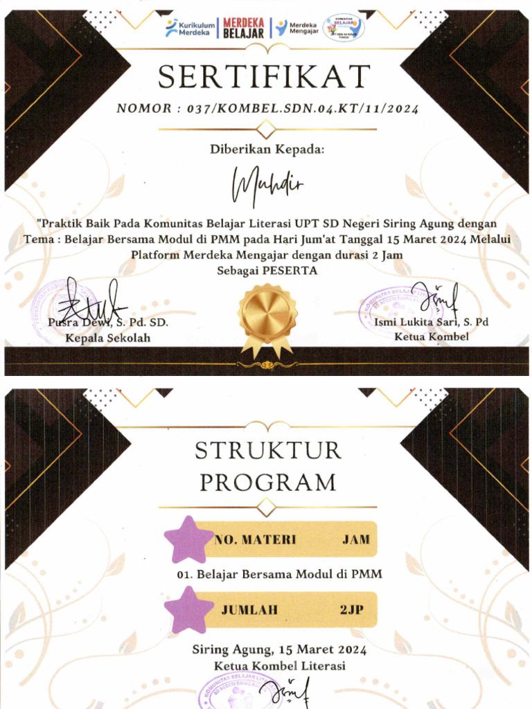 SERT. MODUL PMM_MUHDIR | PDF