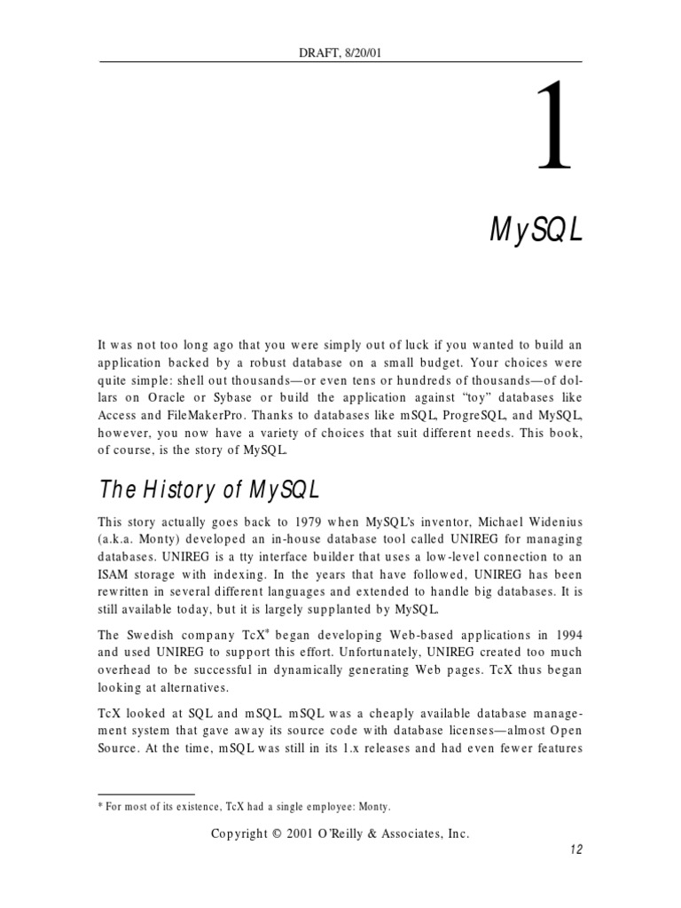 Mysql: The History of Mysql | PDF | My Sql | Thread (Computing)
