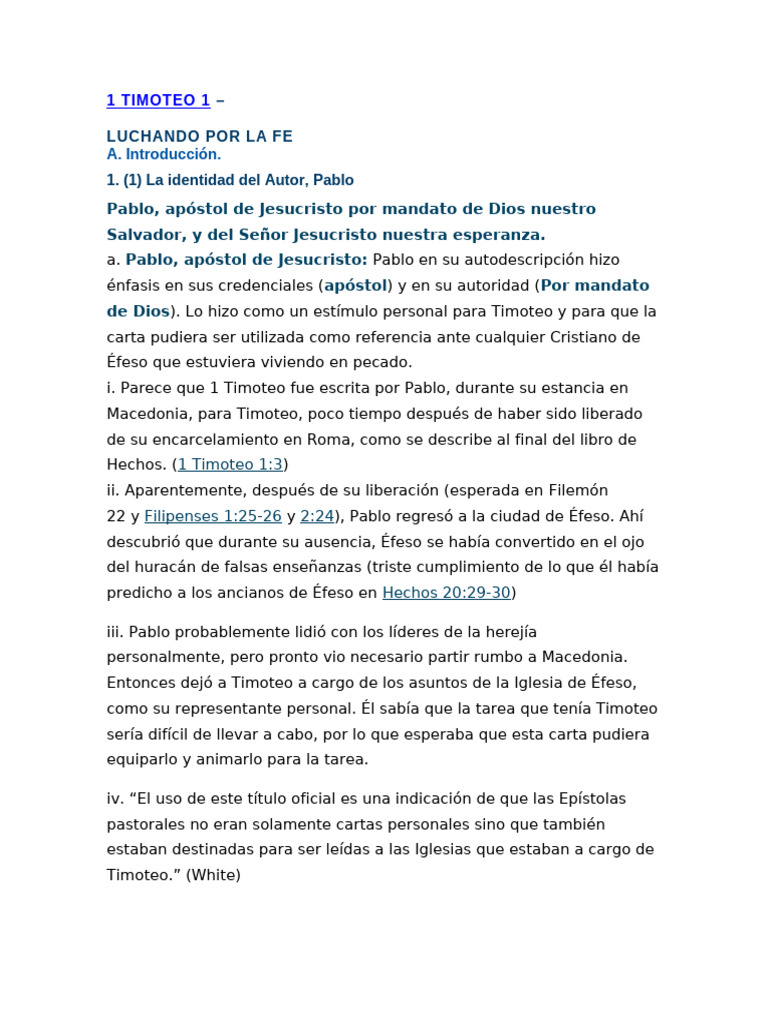 1 Timoteo 1 | PDF
