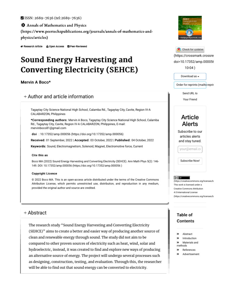 Sound Energy Harvesting and Converting Electricity (SEHCE) | PDF