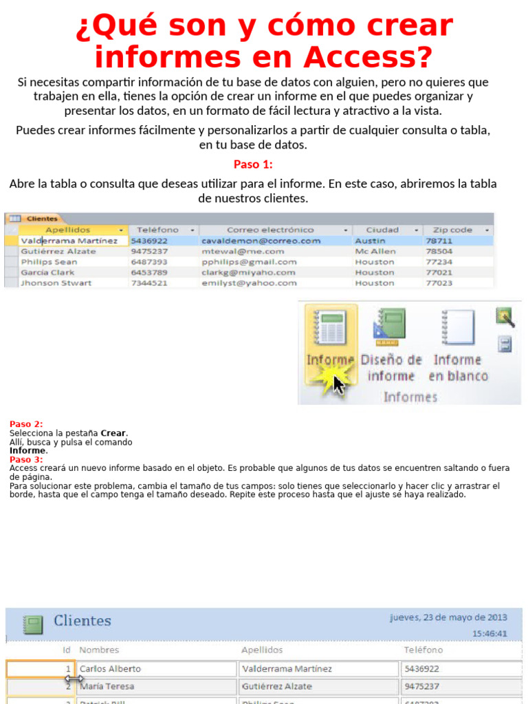 Qué Son y Cómo Crear Informes en Acces | PDF