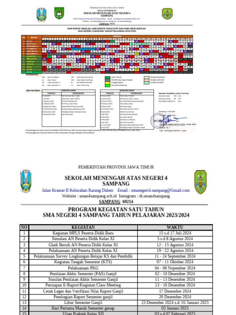 Kalender Pendidikan & RPE SMAPA 2425 | PDF