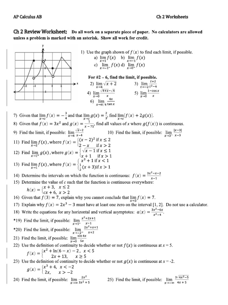 Exercises - Limits and Continuity | PDF