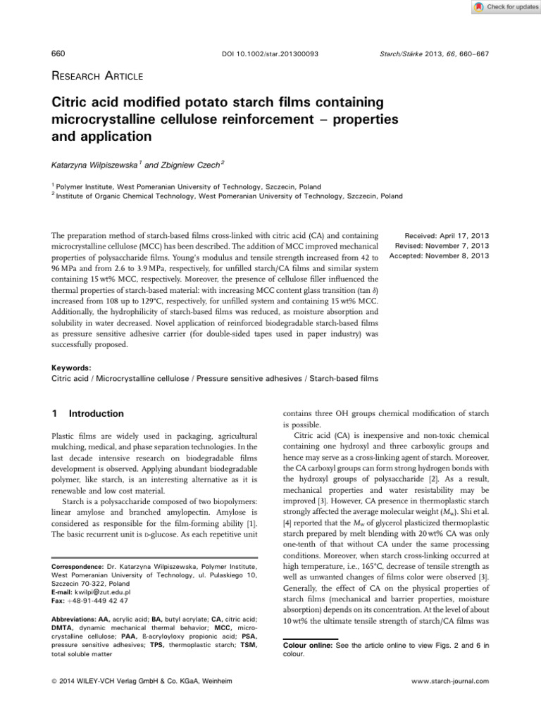 Citric Acid Modi Ed Potato Starch Lms Containingmicrocrystalline ...