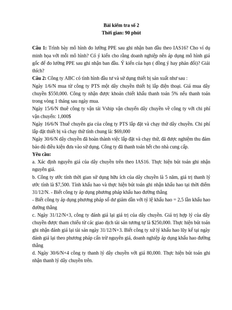 Bài kiểm tra KTQT số 1 | PDF