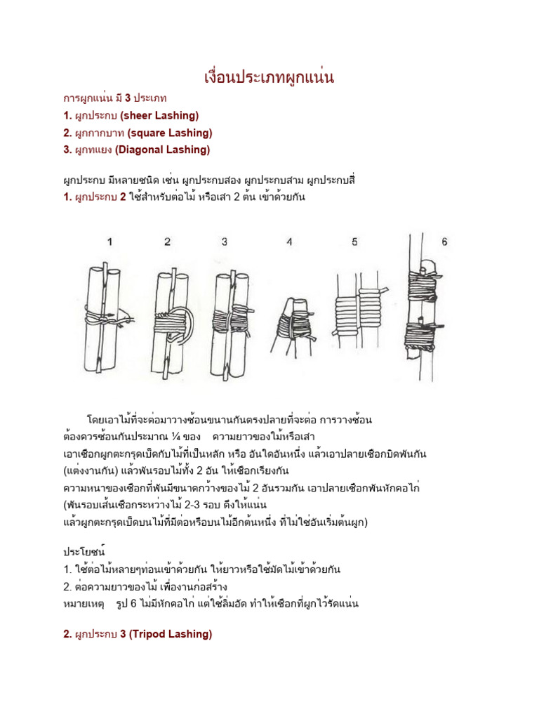 3 1. (Sheer Lashing) 2. (Square Lashing) 3. (Diagonal Lashing) | PDF