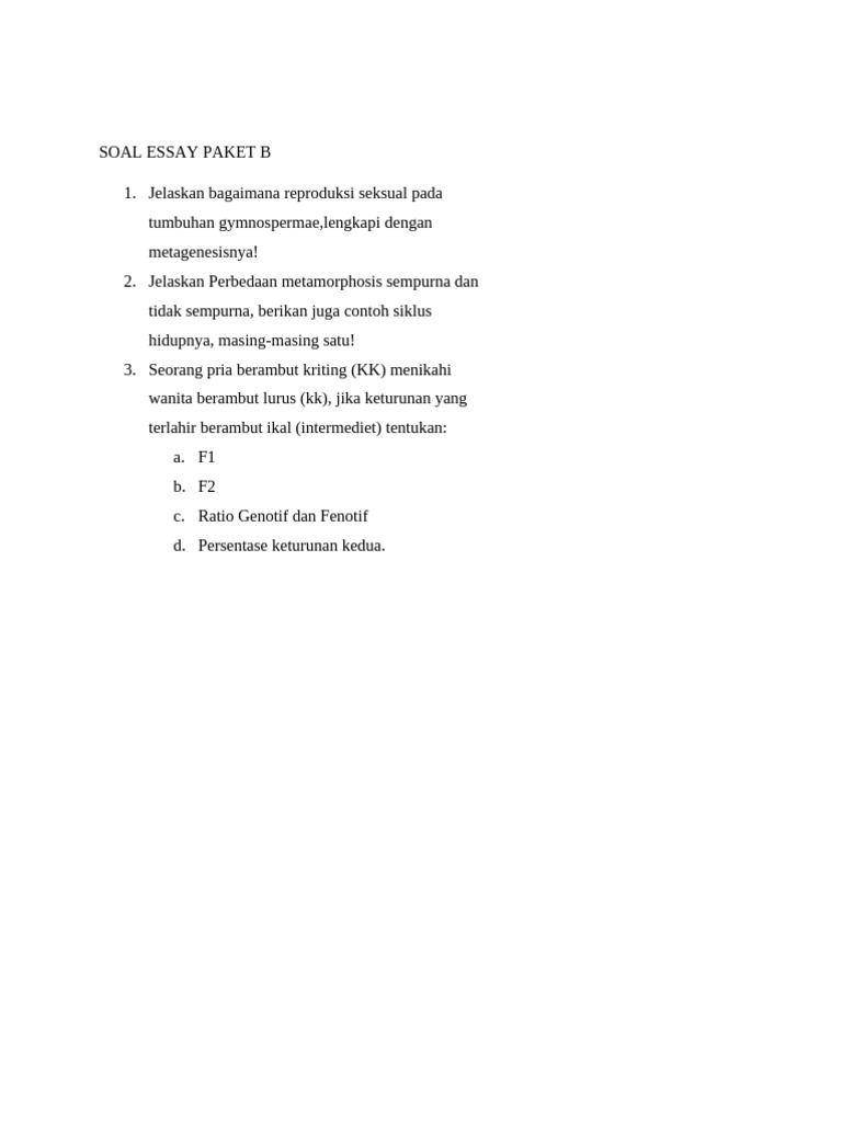 Soal Essay Paket B | PDF