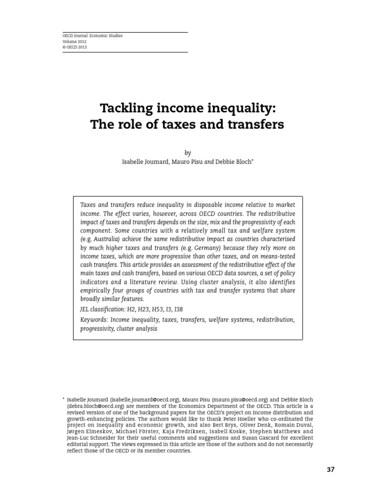 Tackling Income Inequality Role of Taxes and Transfers | PDF
