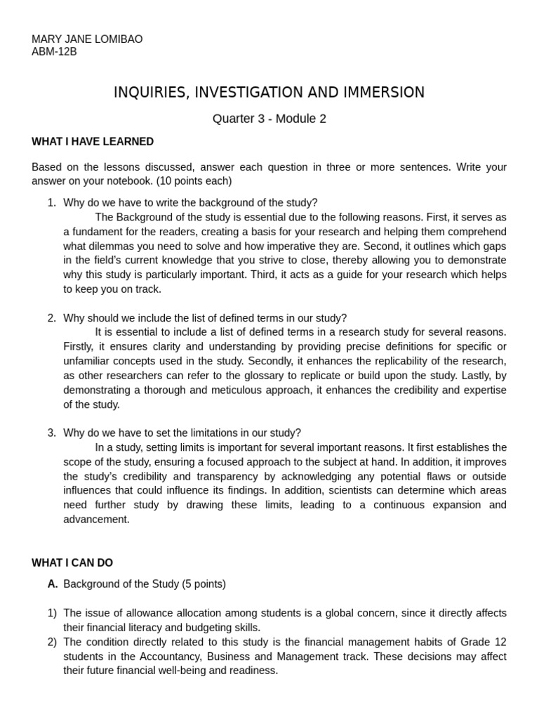 Inquiries, Investigation and Management | PDF | Cost Of Living | Career ...