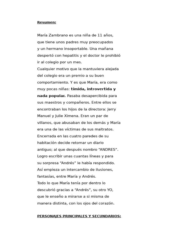 Resumen de Hola Andres J Soy Maria Otra Vez | PDF