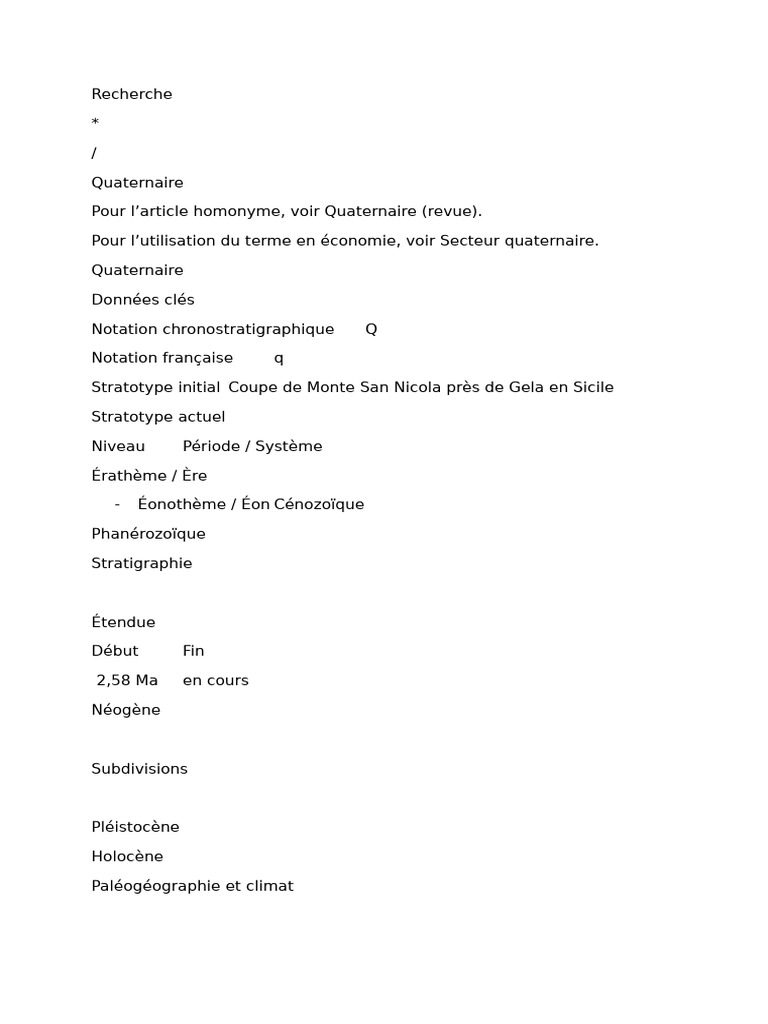Quaternaire | PDF
