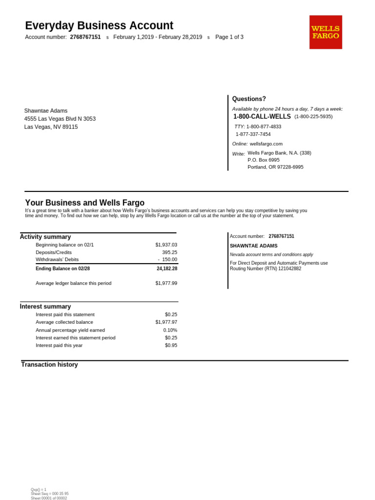 Wells Farg o Bank Statement - 4 (1) '. | PDF