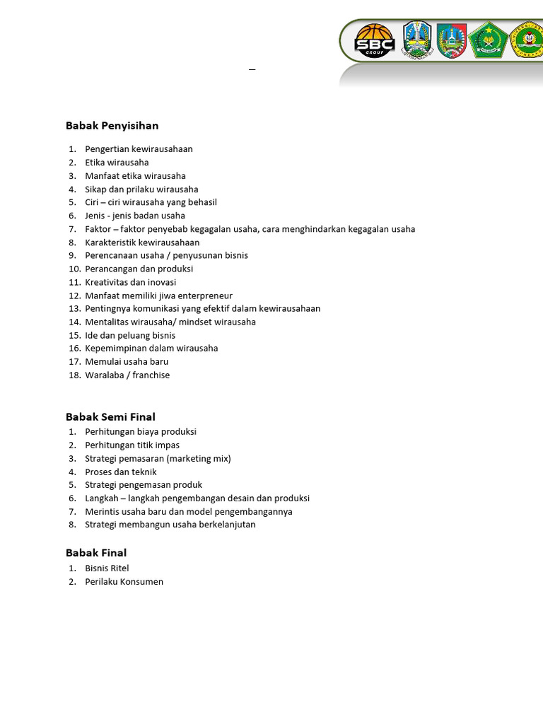 Kisi-kisi SBC EC2024 | PDF