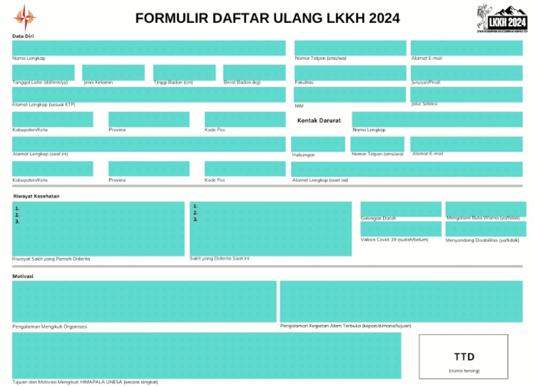 Formulir Daftar Ulang Peserta LKKH 2024 | PDF