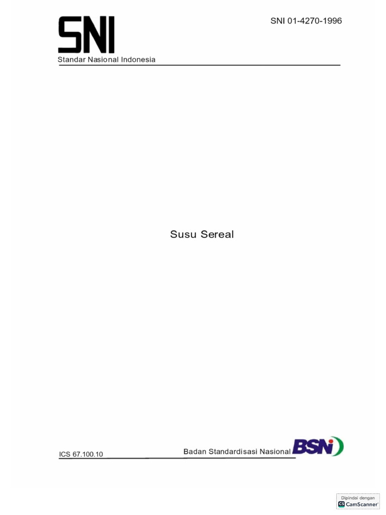 SNI - Susu Sereal | PDF