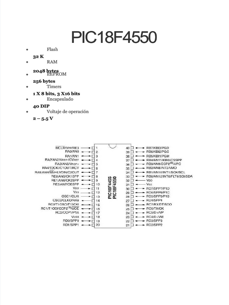PDF Caracteristicas Del Pic 18f4550 - Compress | PDF