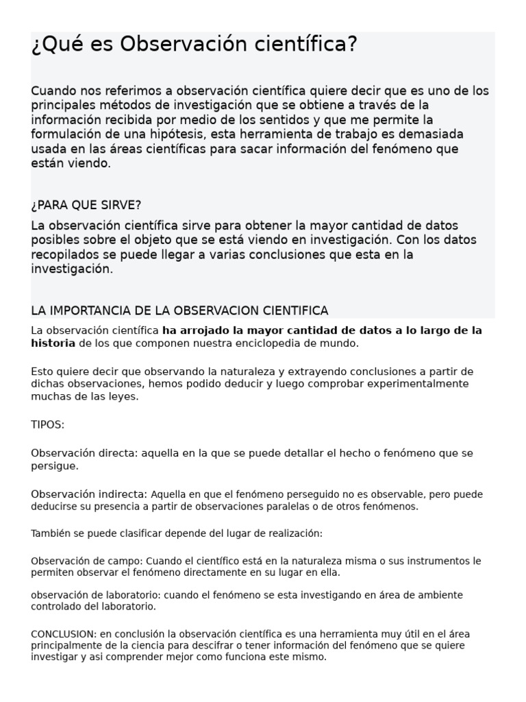 Guía de Observación Científica | PDF
