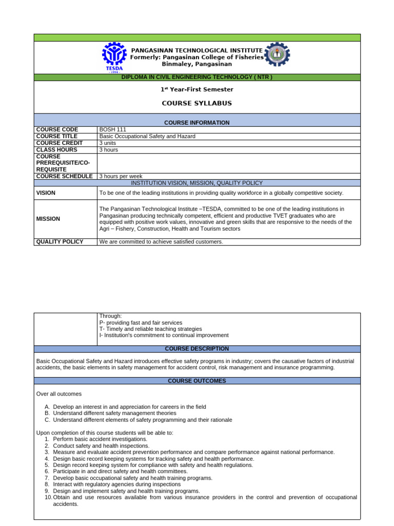 7 Basic Occupational Safety and Hazard | PDF