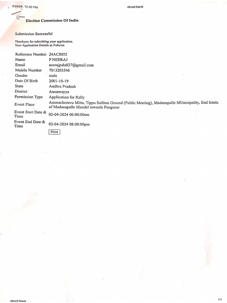 Application For Rally | PDF