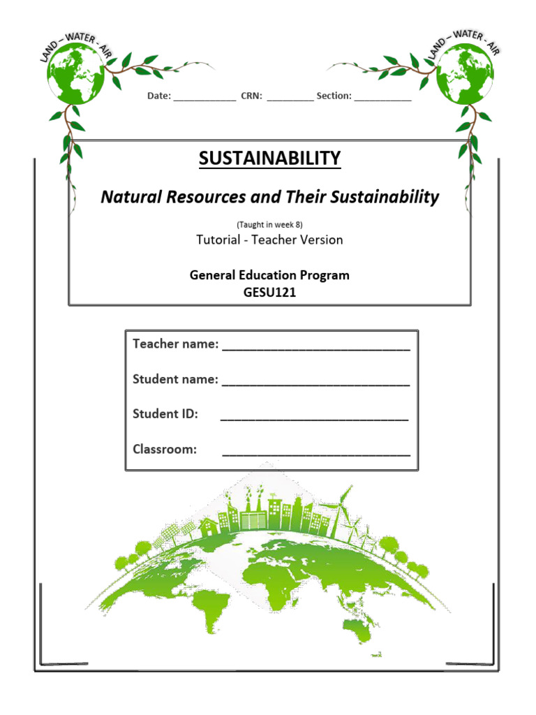 4 Natural Resources and Their Sustainability - Teacher | PDF