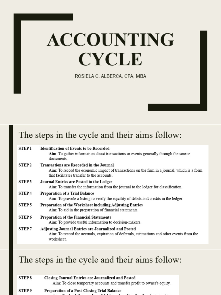 Accounting Cycle Guide | PDF | Debits And Credits | Finance & Money ...
