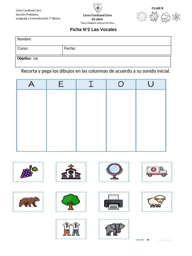 Ficha 2 Las Vocales para Recortar | PDF