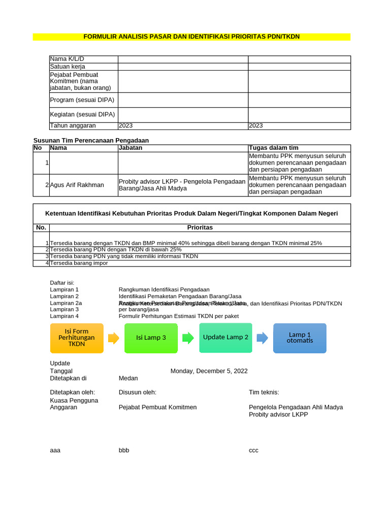 8 Form Analisis Pasar Dan Identifikasi PDN TKDN Ver 2 | PDF