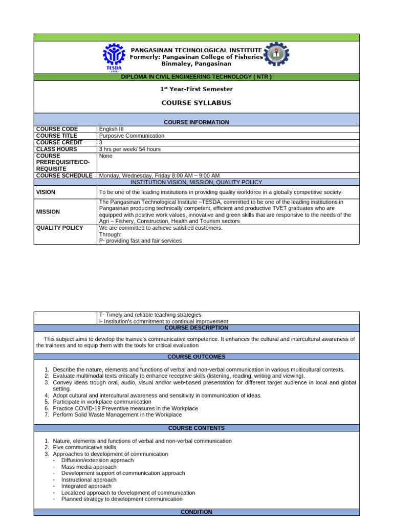 Civil Engineering Communication Syllabus | PDF | Communication | Career ...