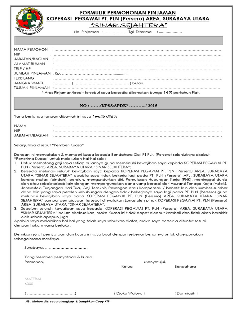 FORMULIR_PERMOHONAN_PINJAMAN_LEMBAR_DEPA | PDF
