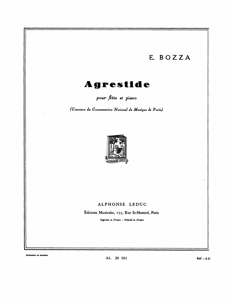 Agrestide-Eugen Bozza Flute | PDF
