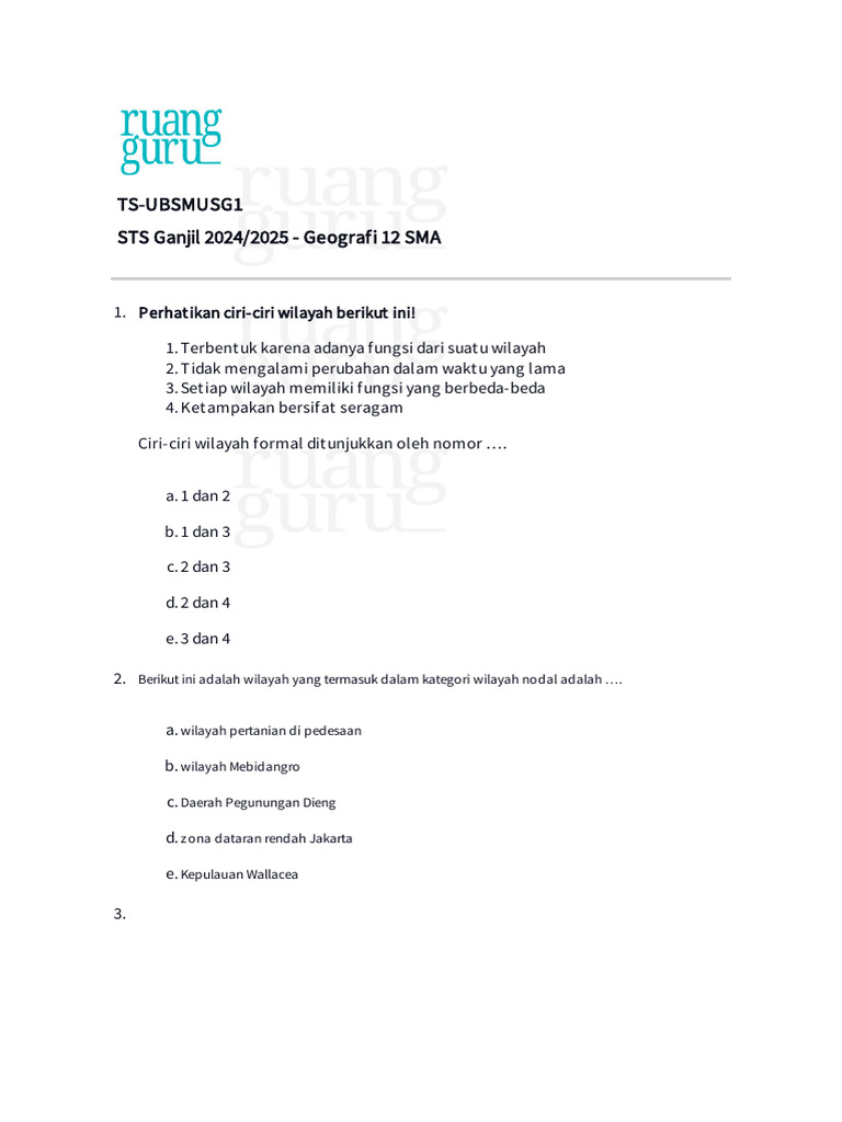 STS Ganjil 2024_2025 - Geografi 12 SMA | PDF