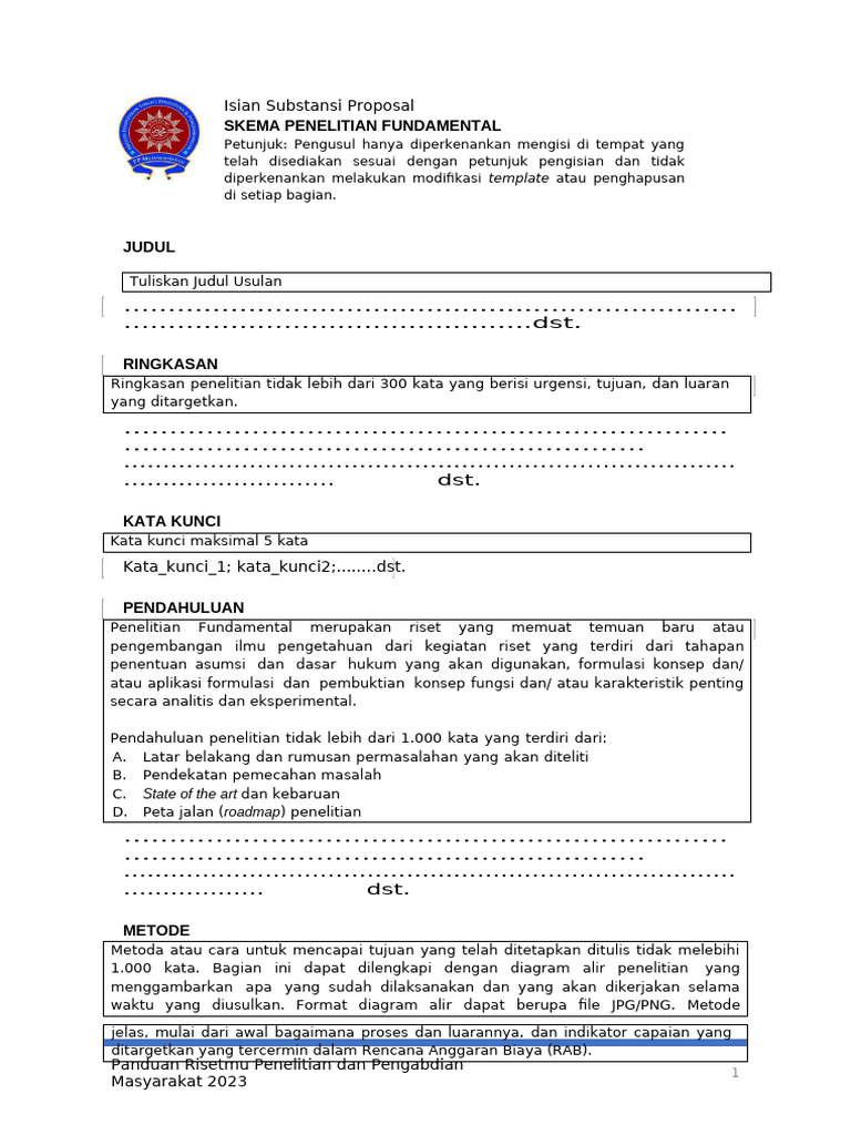 Template Penelitian RisetMu 2023 | PDF