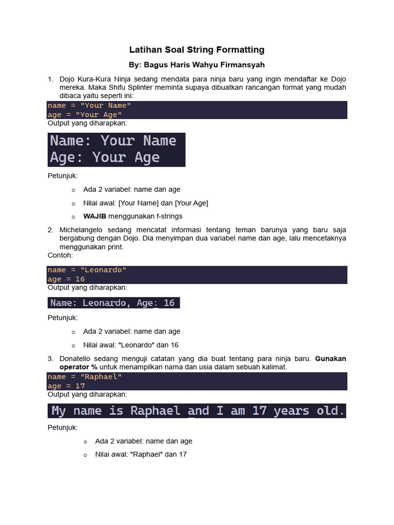 Latihan Soal String Formatting | PDF