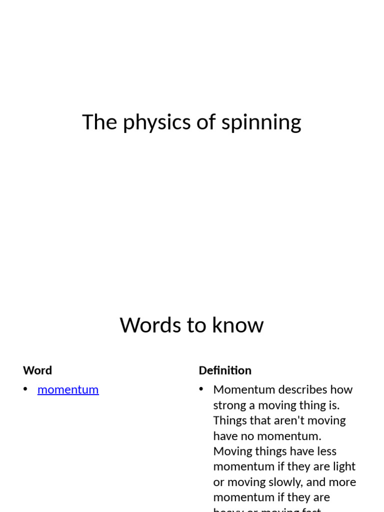 The Physics of Spinning | PDF