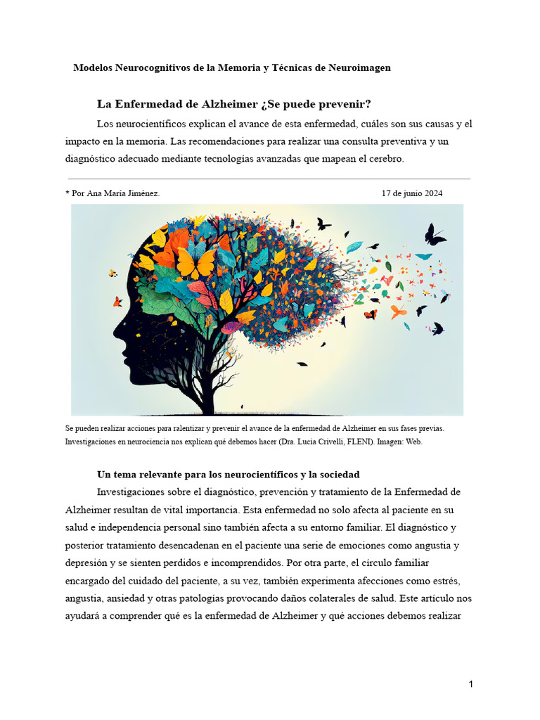 Modelos Neurocognitivos de La Memoria y Técnicas de Neuroimagen.1.Jiménez, Ana María | PDF