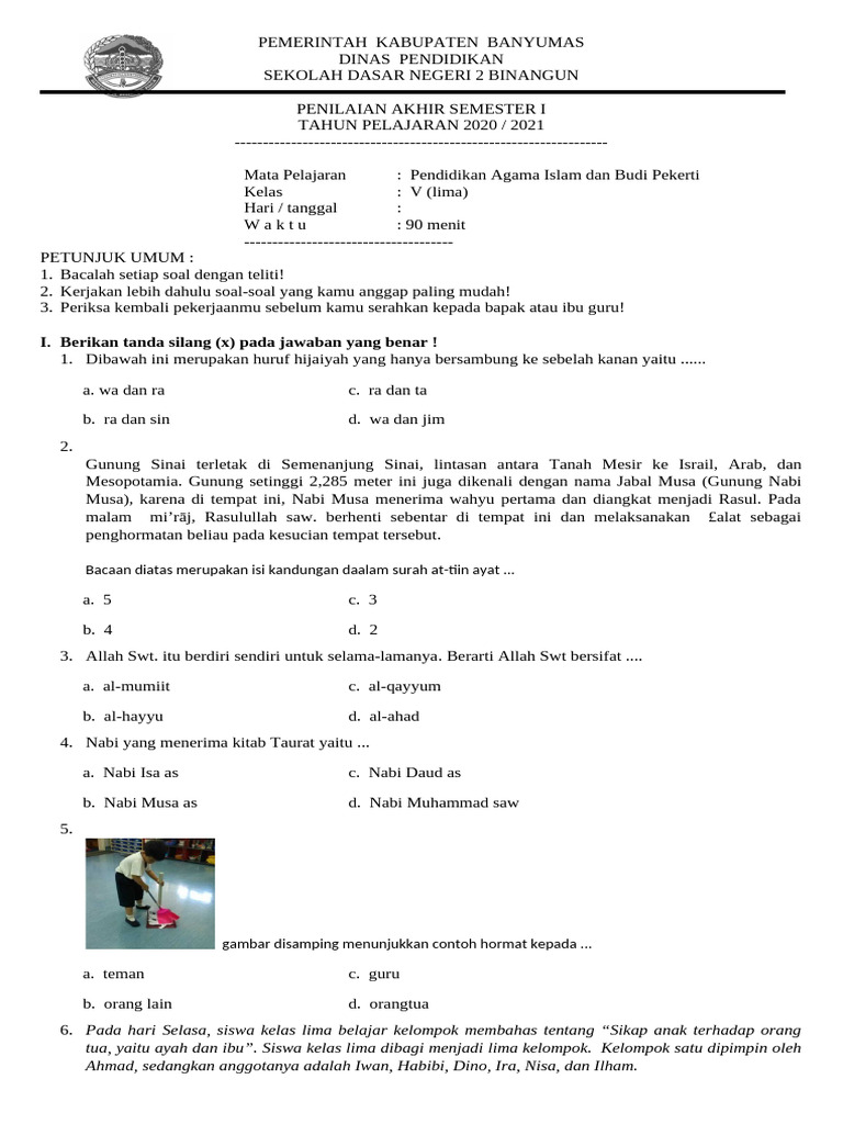 Soal Pas Pai Kelas 5 | PDF