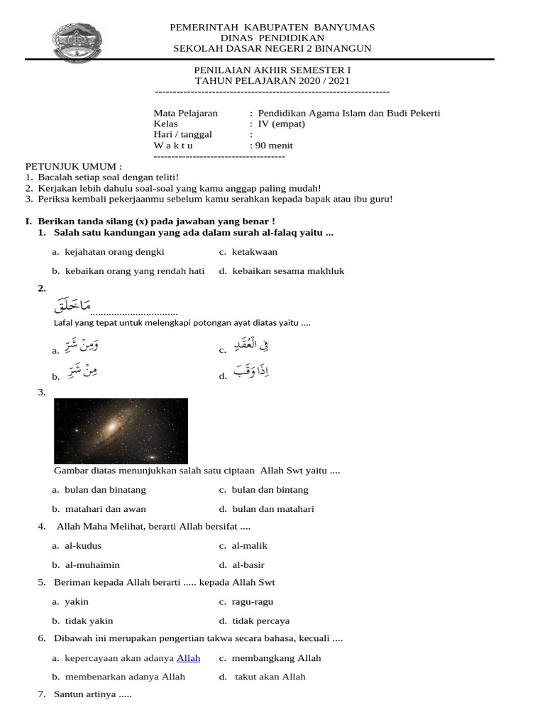 Soal Pas Pai Kelas 4 | PDF