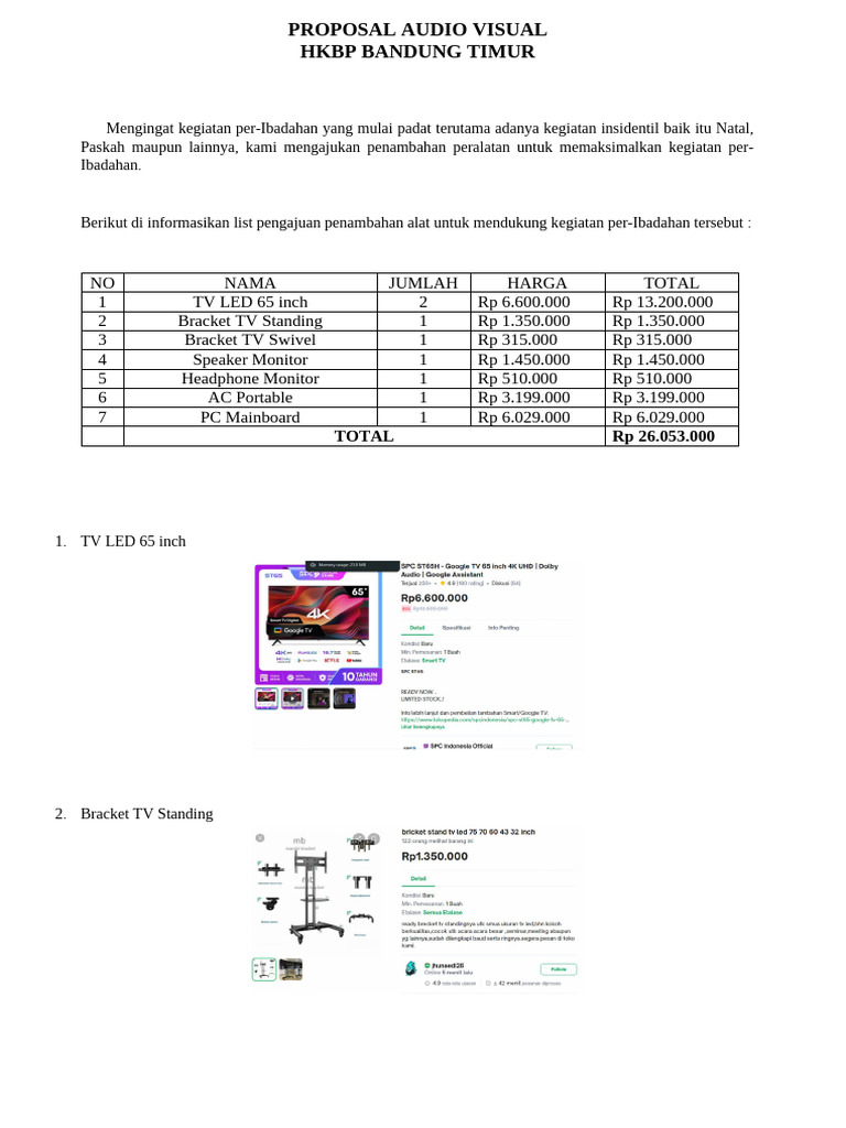 Proposal Audio Visual Natal 2024 | PDF