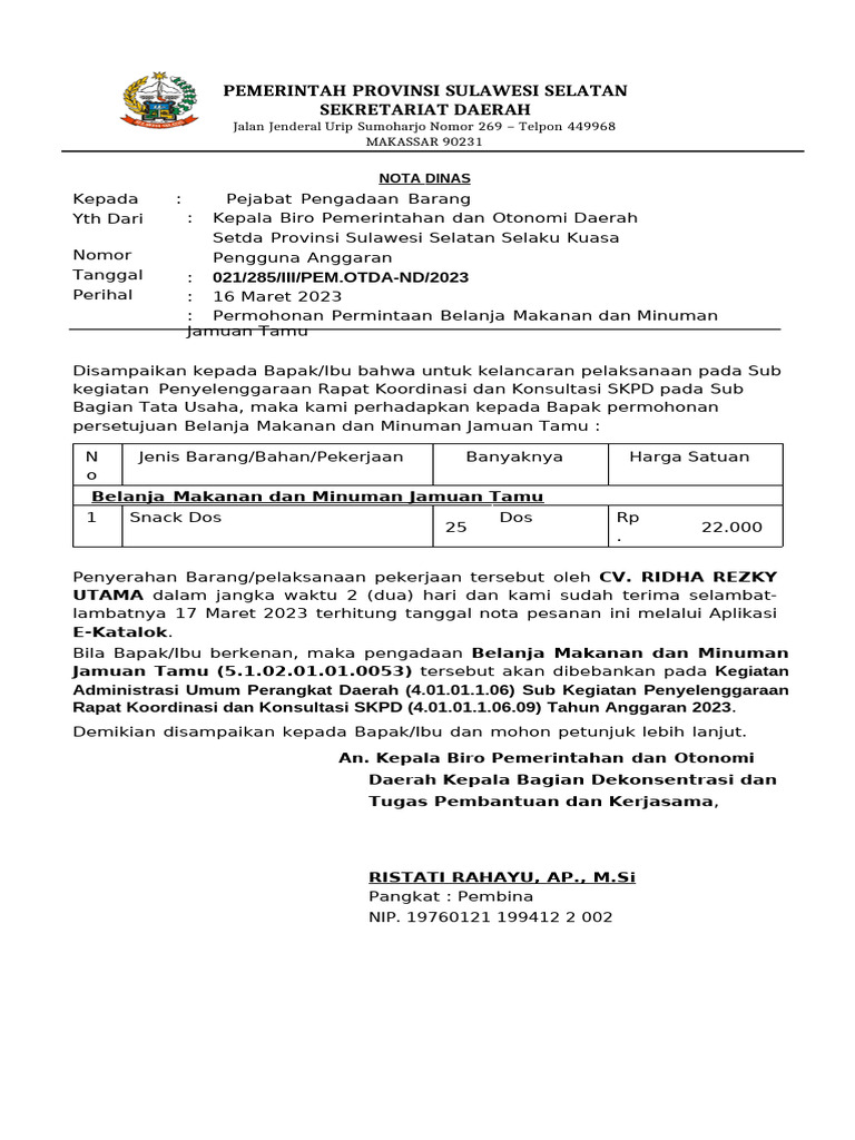 Nodis Permohonan Belanja Di Aplikasi | PDF