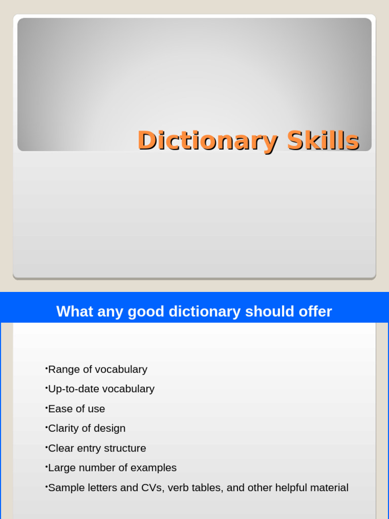 s2 Dict Skills | PDF