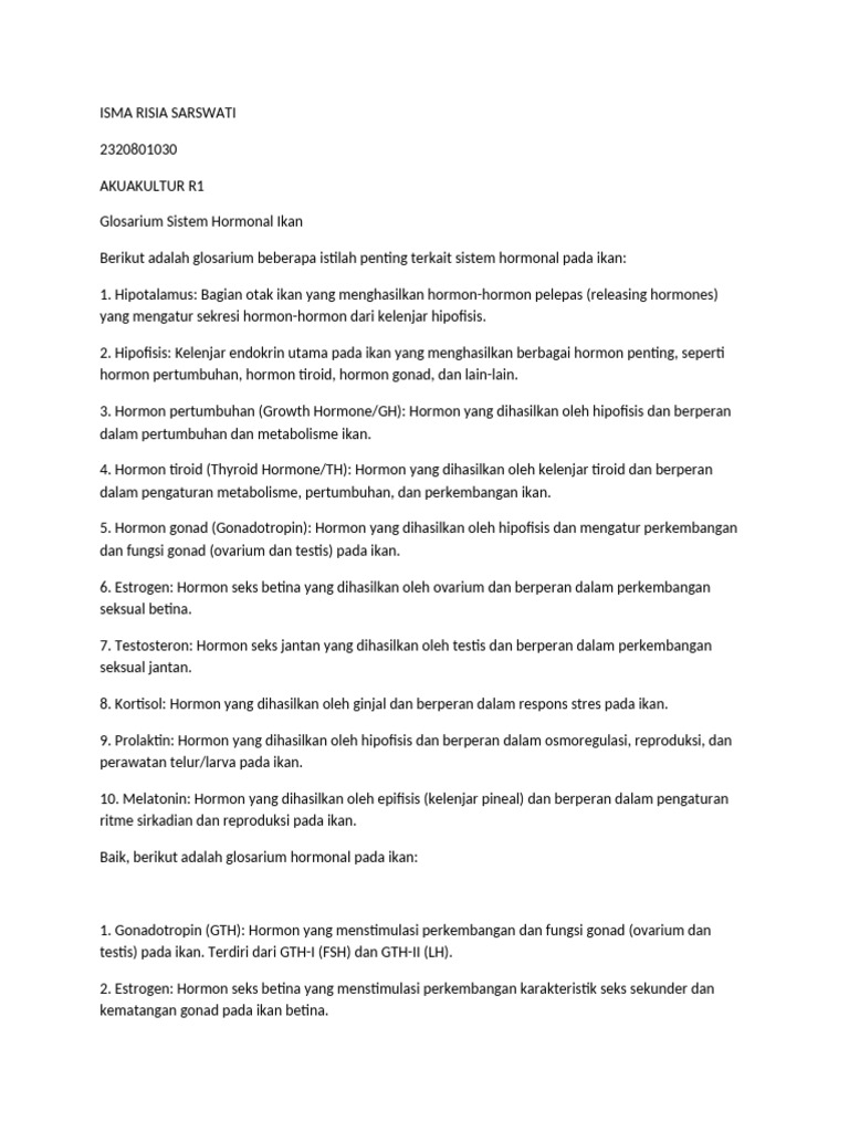 Isma Glosarium Sistem Hormonal | PDF
