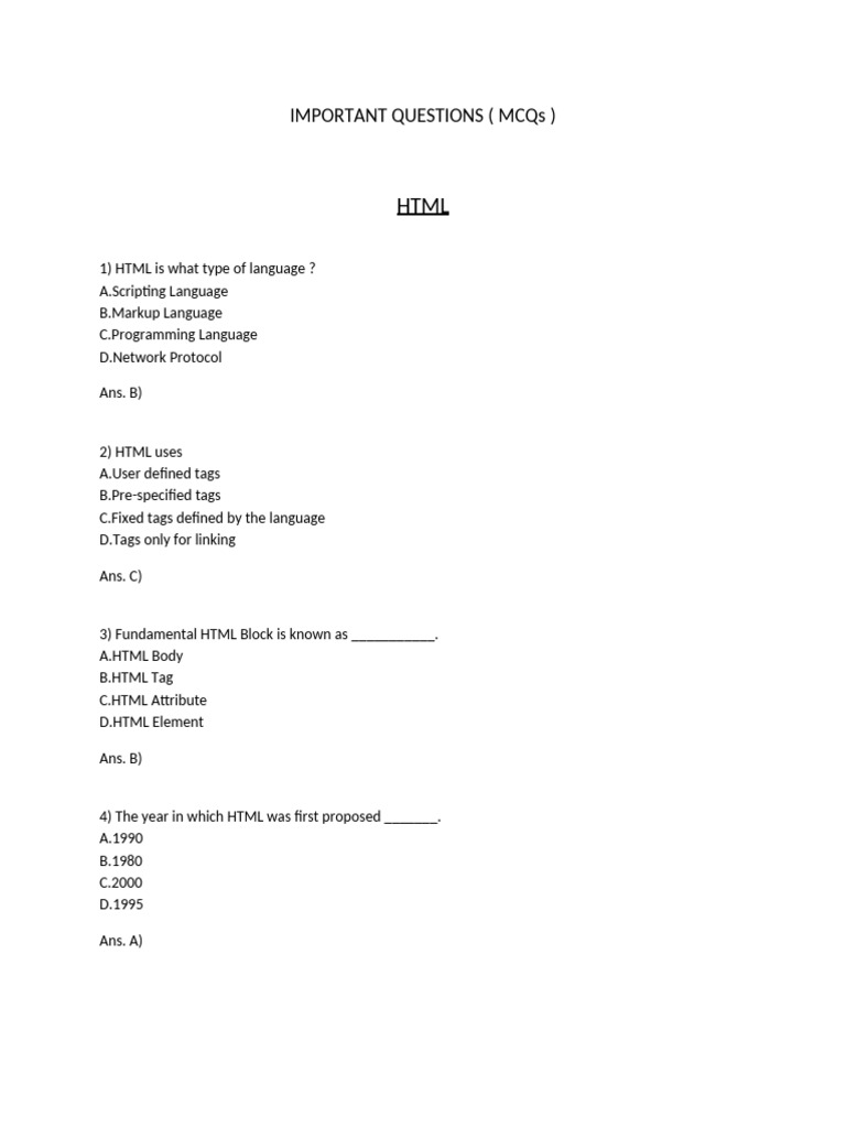 COMPUTER IMPORTANT QUESTIONS FOR PT-1 (2021-22) | PDF